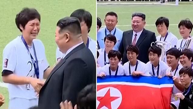 North Korean women's football team cannot control their emotions