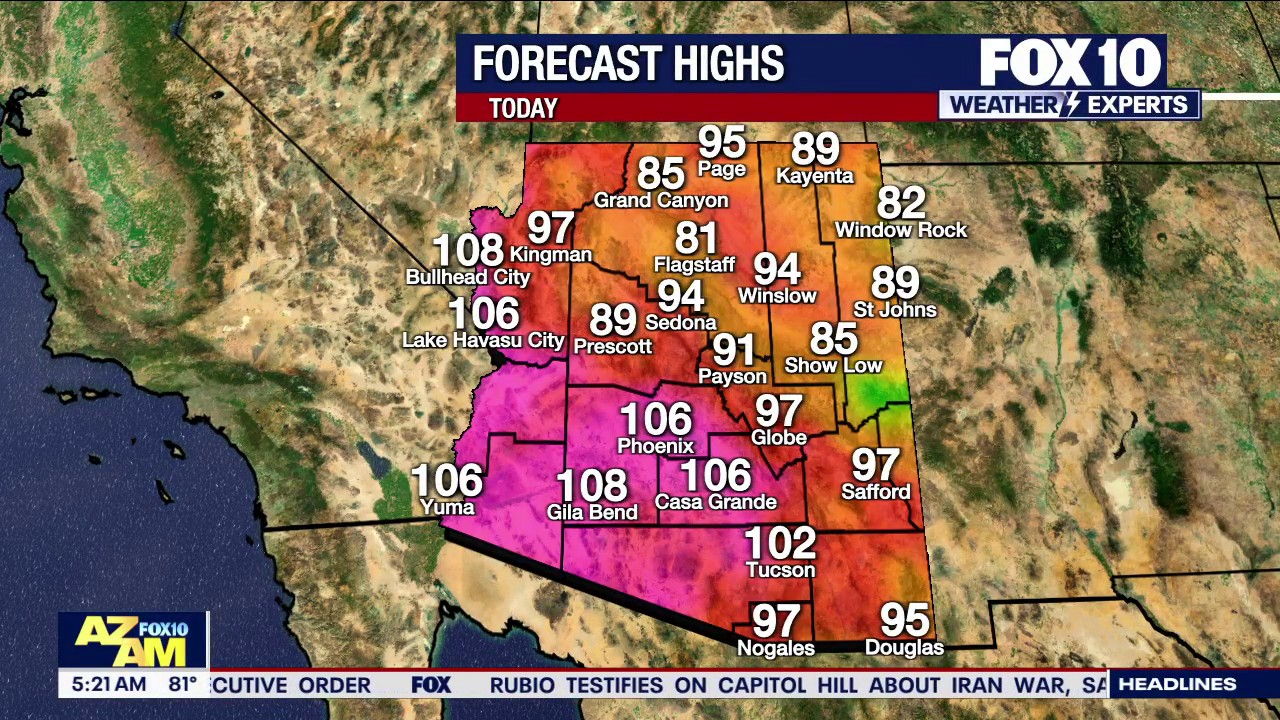 Arizona weather forecast: Sunny and warm in Phoenix, rain possible ...