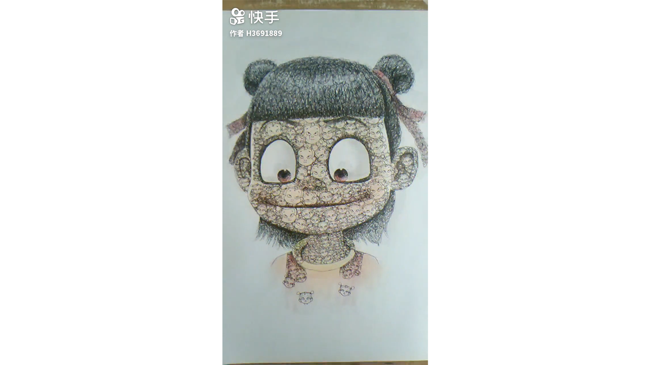 Creative doodle character drawing made from tiny cartoon faces and ...
