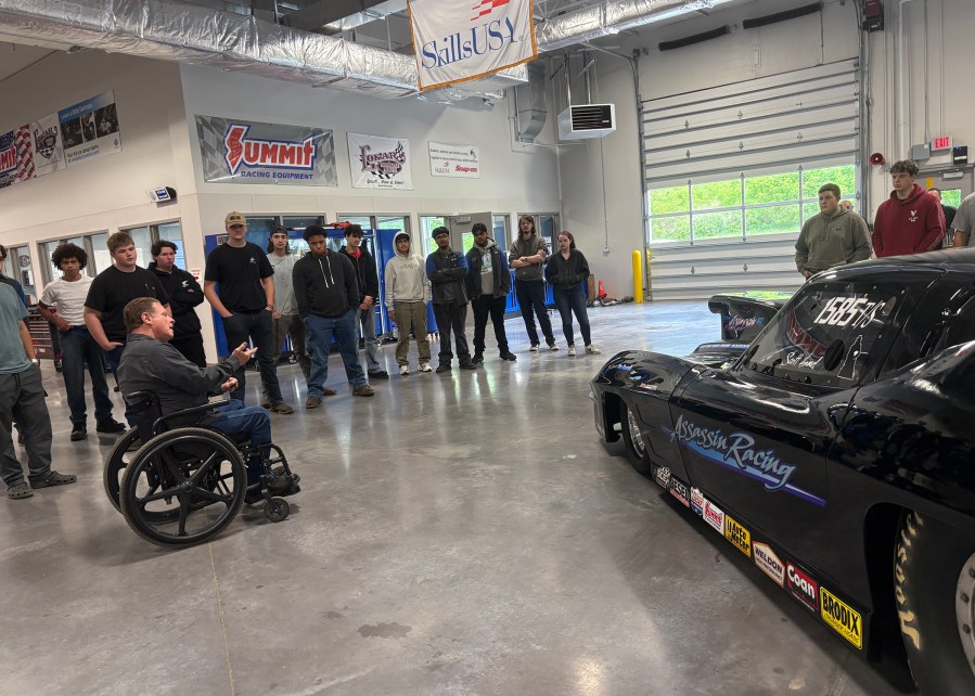 Former driver shows off race car to BOCES auto students