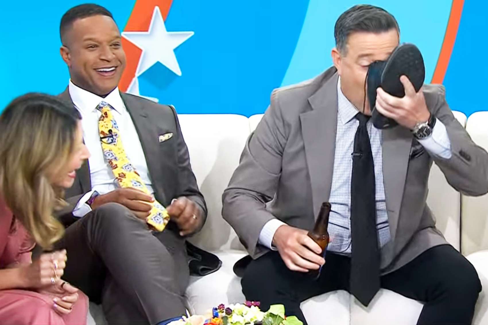 Carson Daly chugs a beer from his shoe live on the "Today" show