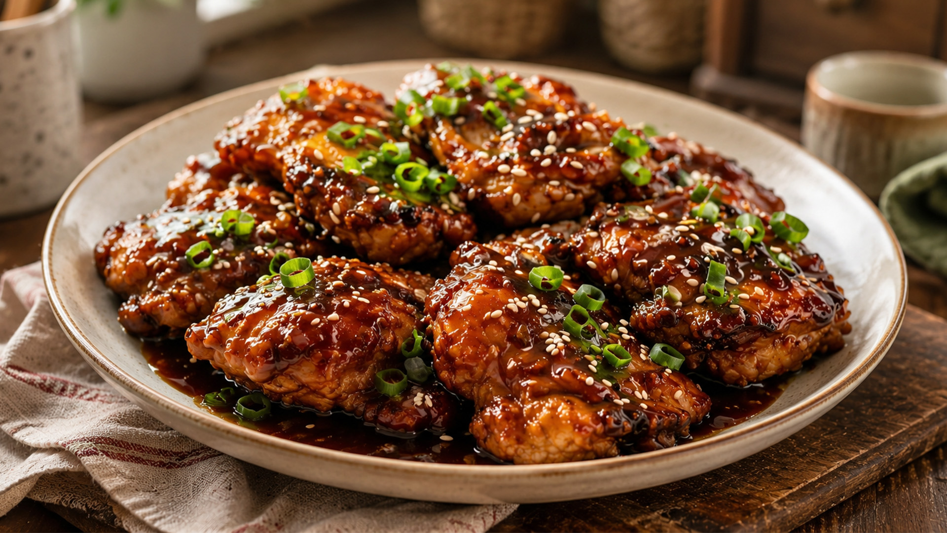 Tender chicken tossed in a bold Asian style glaze