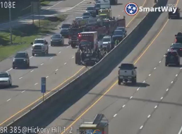 Woman rushed to the hospital after overturned vehicle on 385