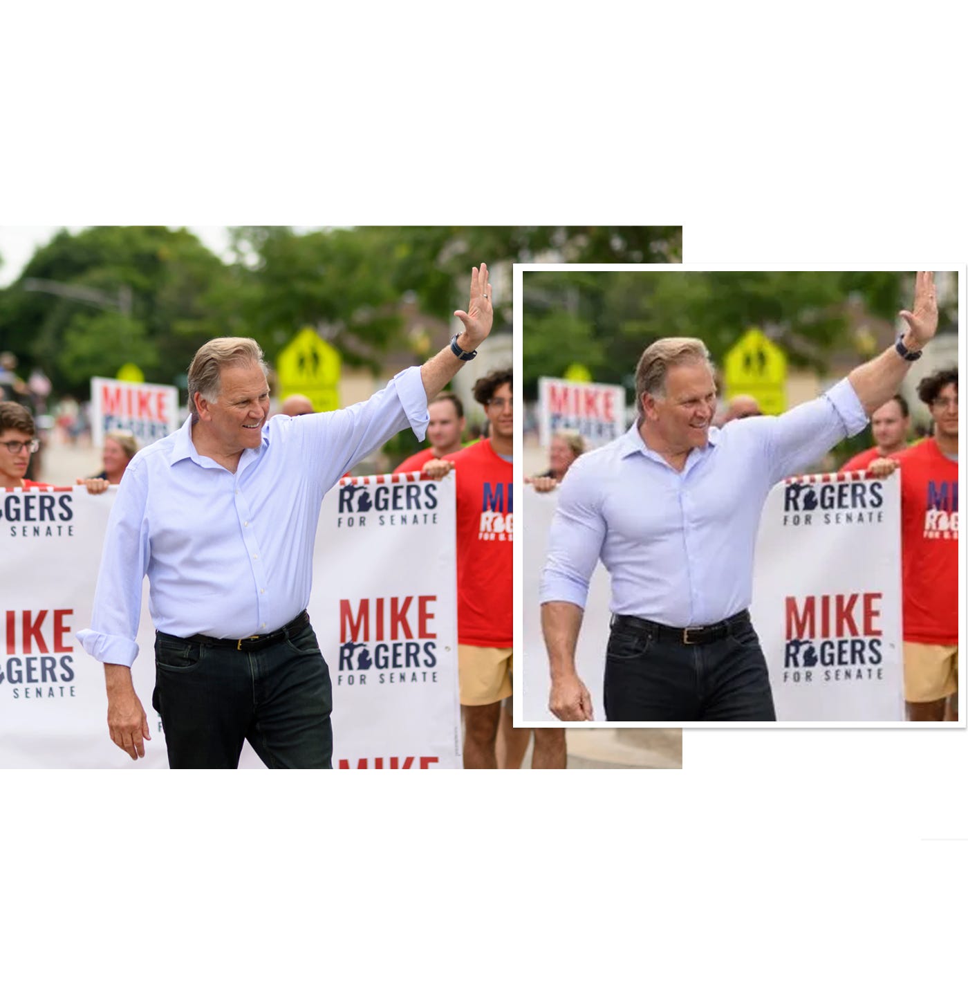 Social media users eat up AI-doctored image of muscular Mike Rogers