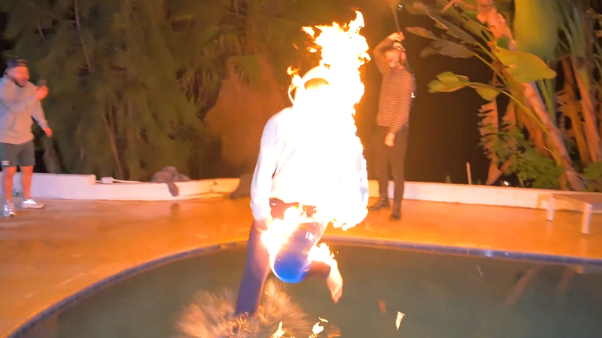 A comedy vlog took a dangerous turn during a fire show trick