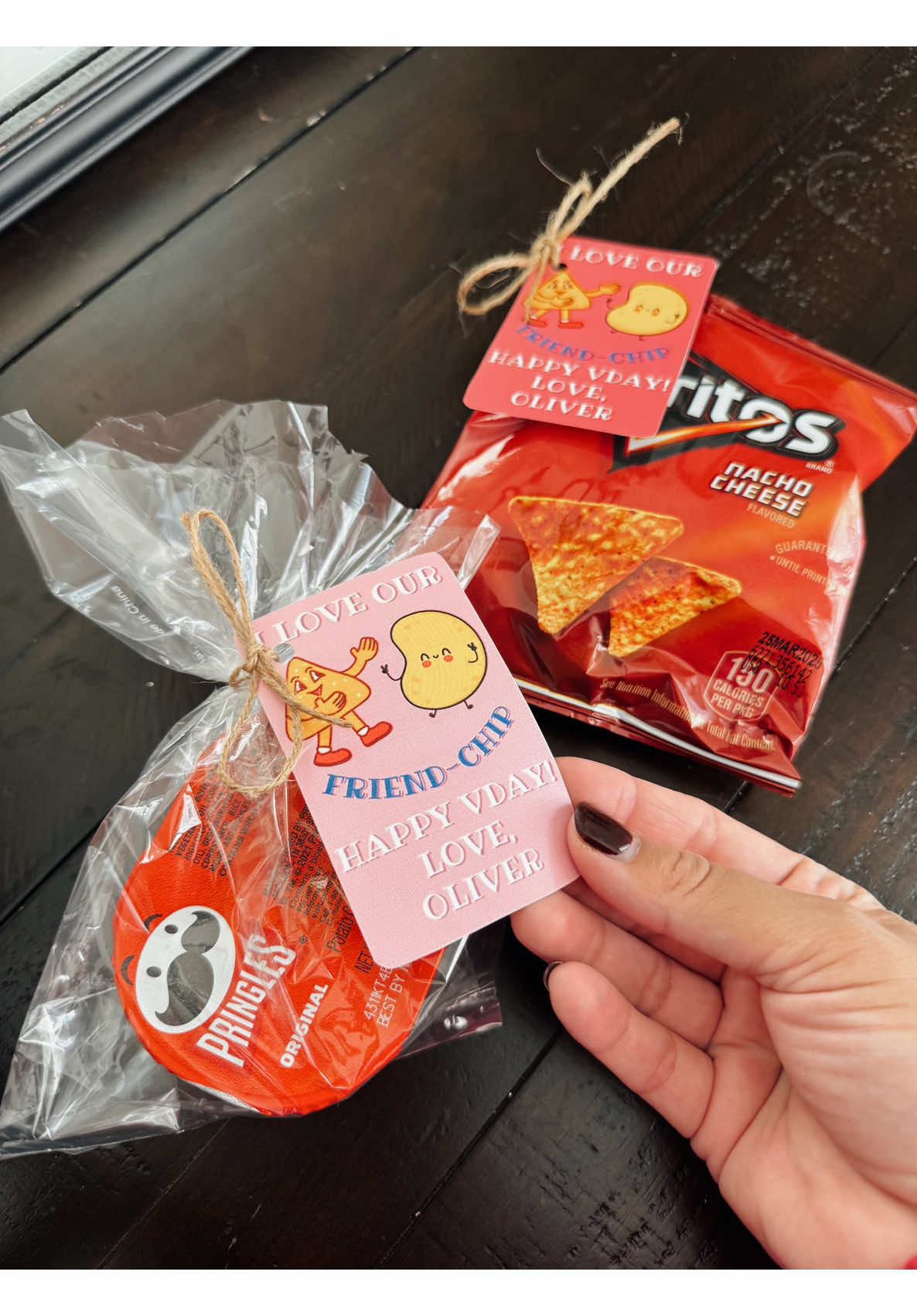 Making cute Valentine snack bags with Pringles and Doritos and ...
