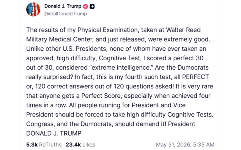 Trump got a "perfect" score on his cognitive test—so how do you compare?