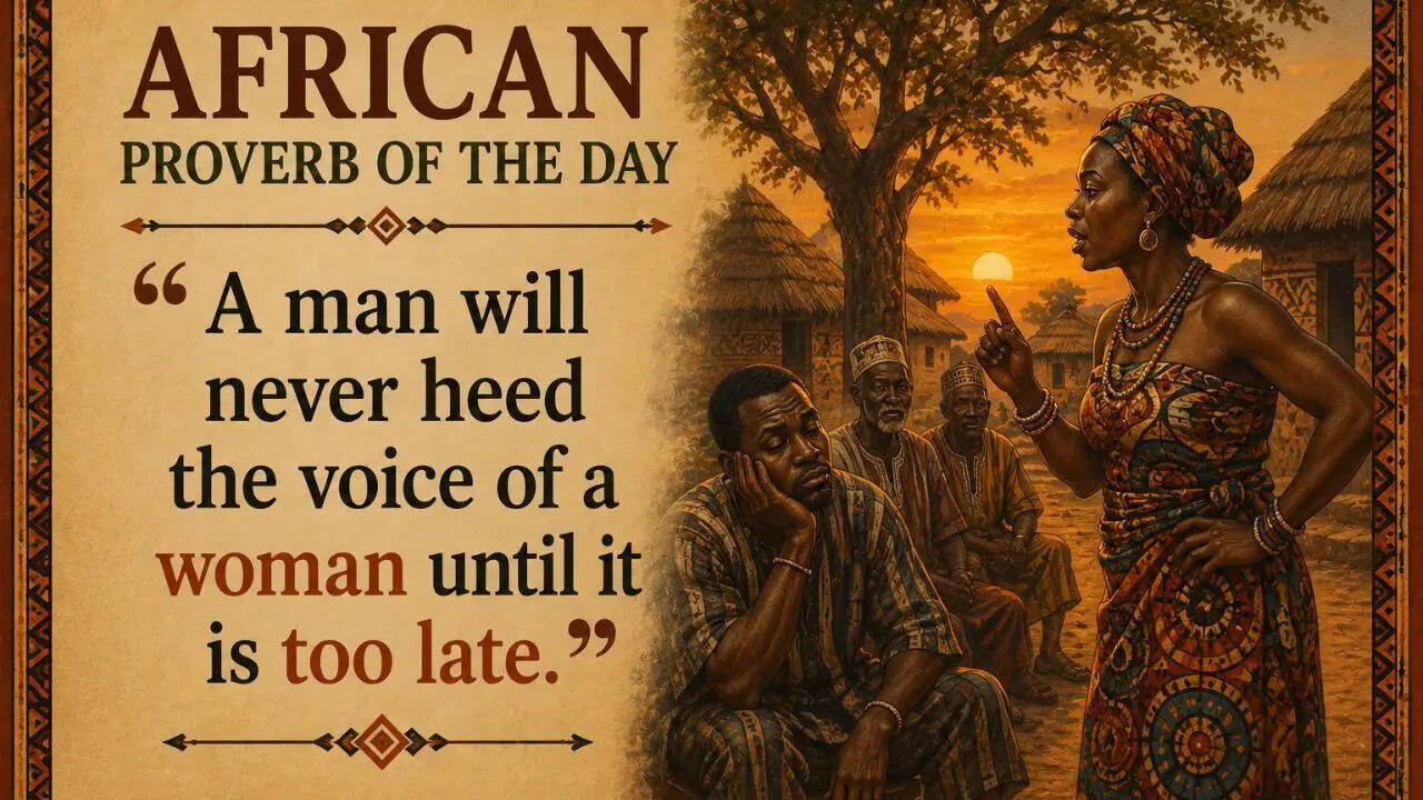 African proverb of the day: "A man will never heed the voice of a woman ...
