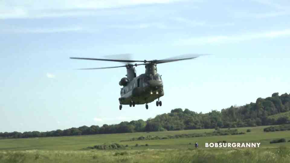 Watch a Chinook give them a private display - then the rotor wash hits