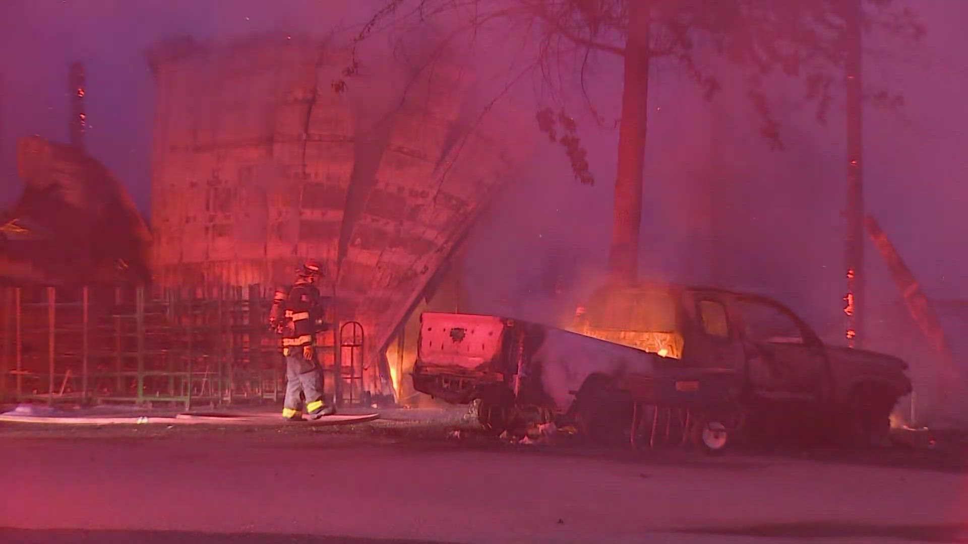Large commercial fire at Rich Landscape Inc. forces extended closure of ...