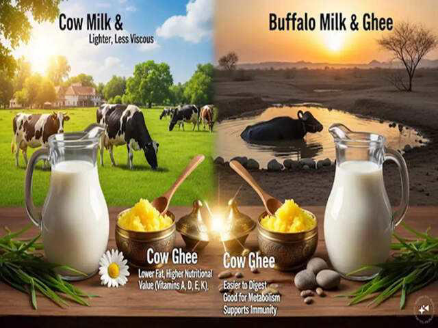 Comparing cow and buffalo milk: Which is healthier and yields more ghee?