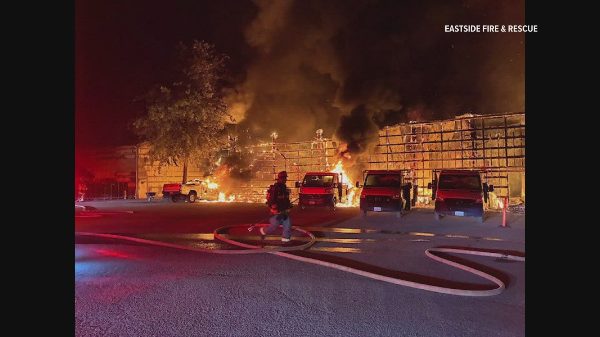 Breaking: Firefighters battling fire at landscaping business