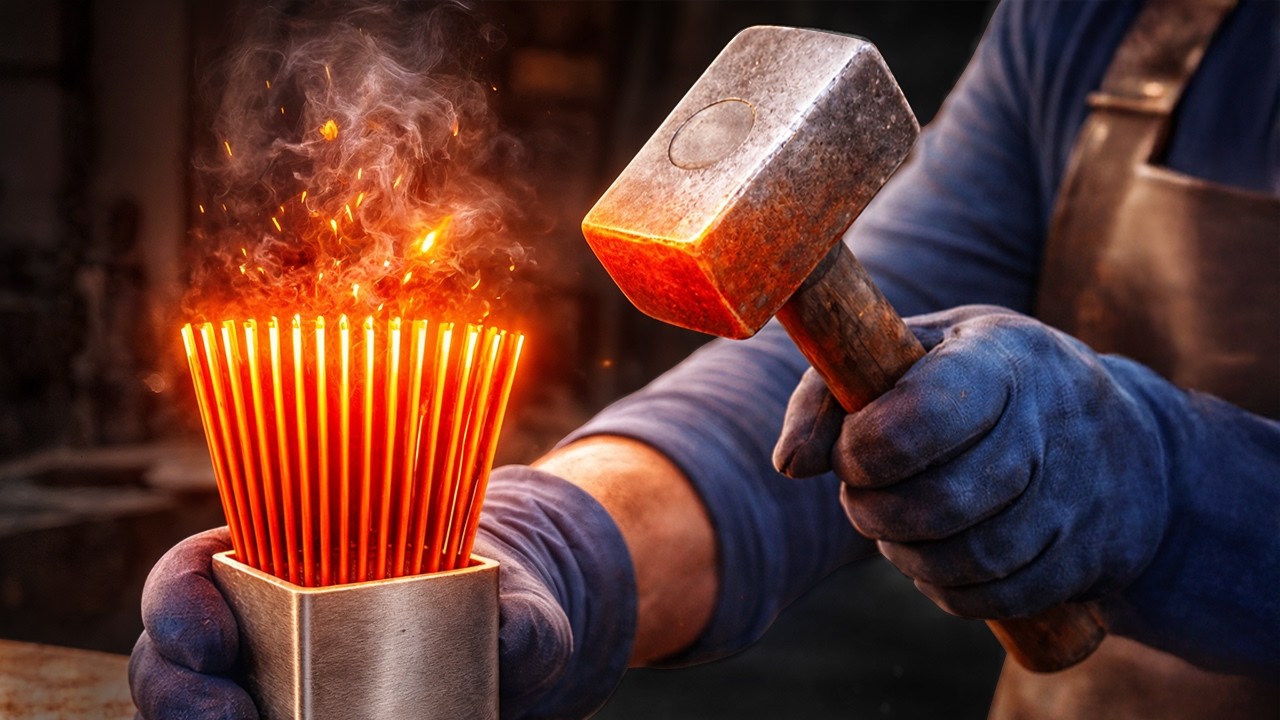 Forging a knife from hundreds of steel needles