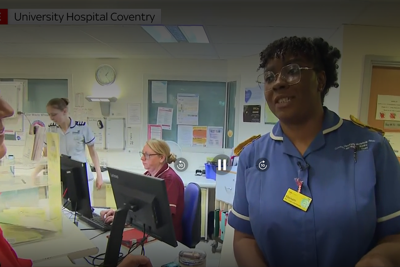 Sky News live at Walsgrave Hospital as Coventry midwives speak out on ...