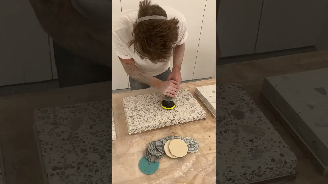 How to make custom terrazzo with natural rocks and white concrete
