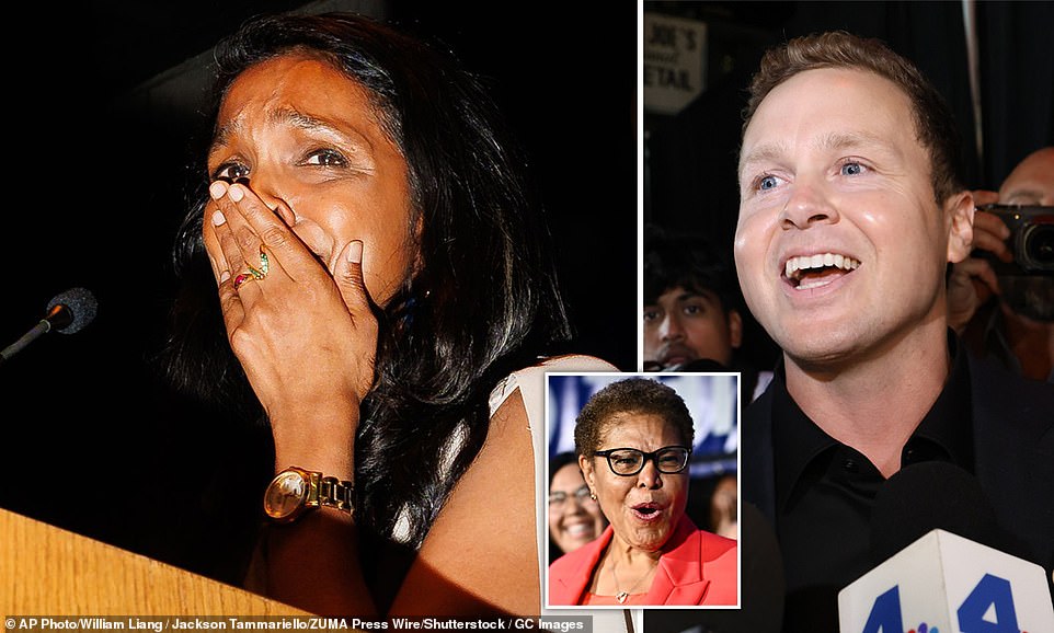 LA mayoral hopeful cries on stage