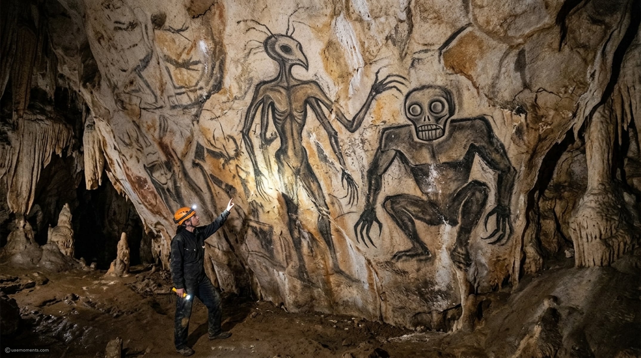 Ancient cave art discovery shows strange beings from before human history