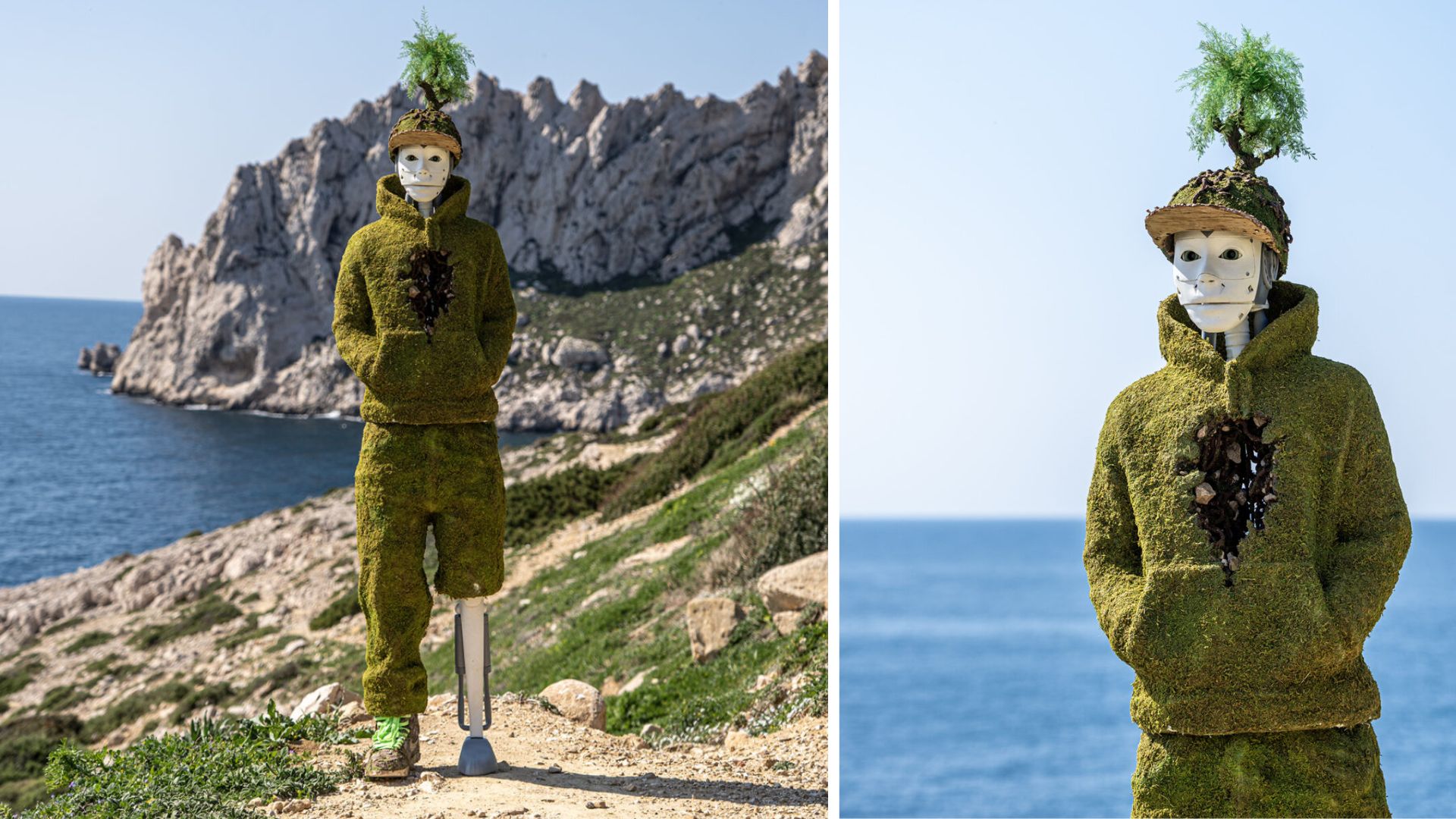 Photos: Unique art piece covers humanoid robot frame with organic ...