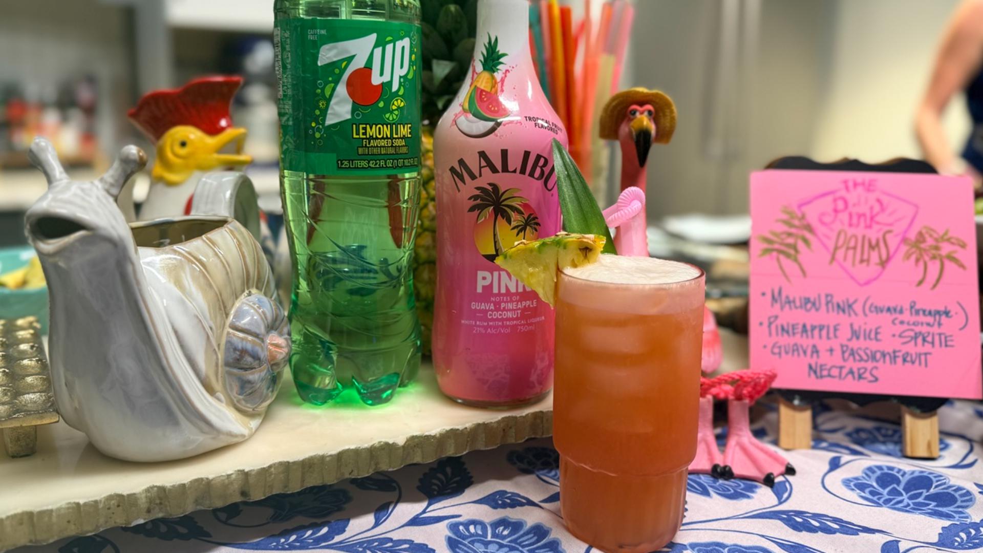 Adrienne and Olivia make the 'Pink Palms' cocktail