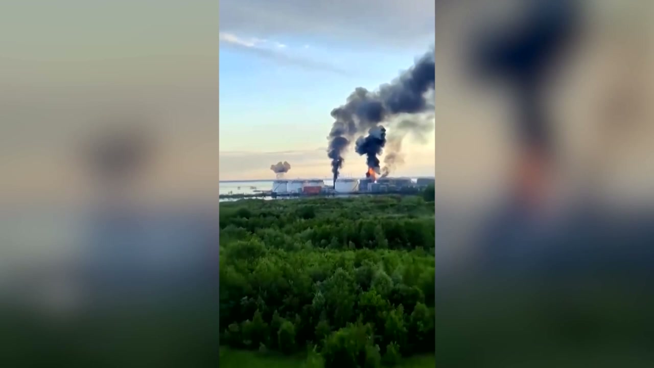 Blasts, smoke and fire as Ukrainian drones attack St. Petersburg