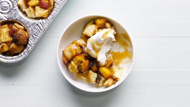 Bread pudding with peaches recipe