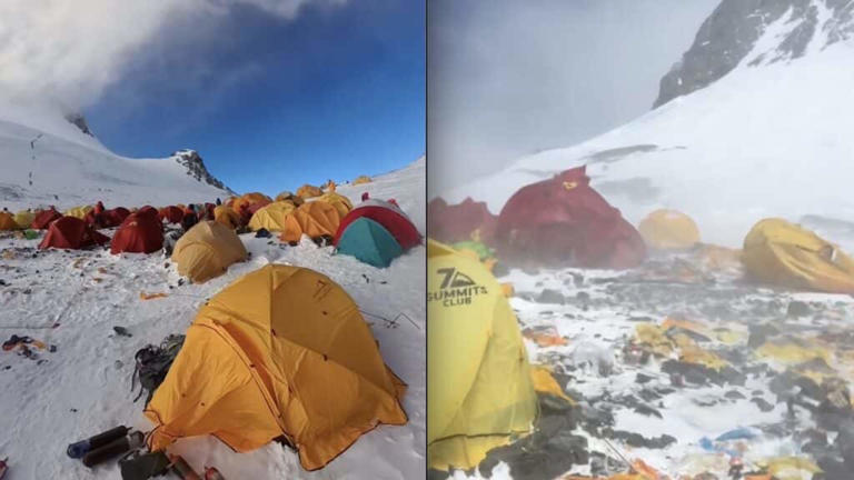 Climbers capture the crowds and trash found at Everest's highest campsite