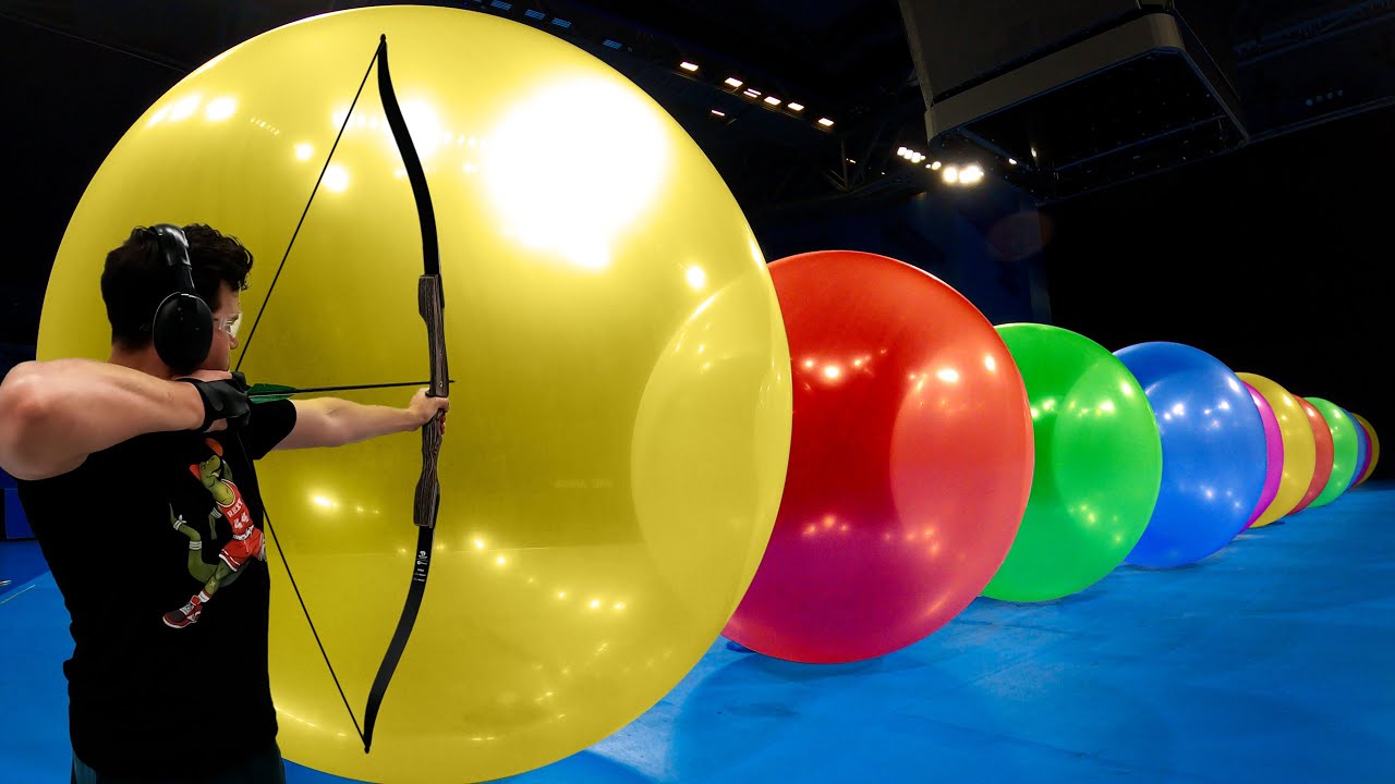 They kept adding giant balloons until the arrow finally stopped