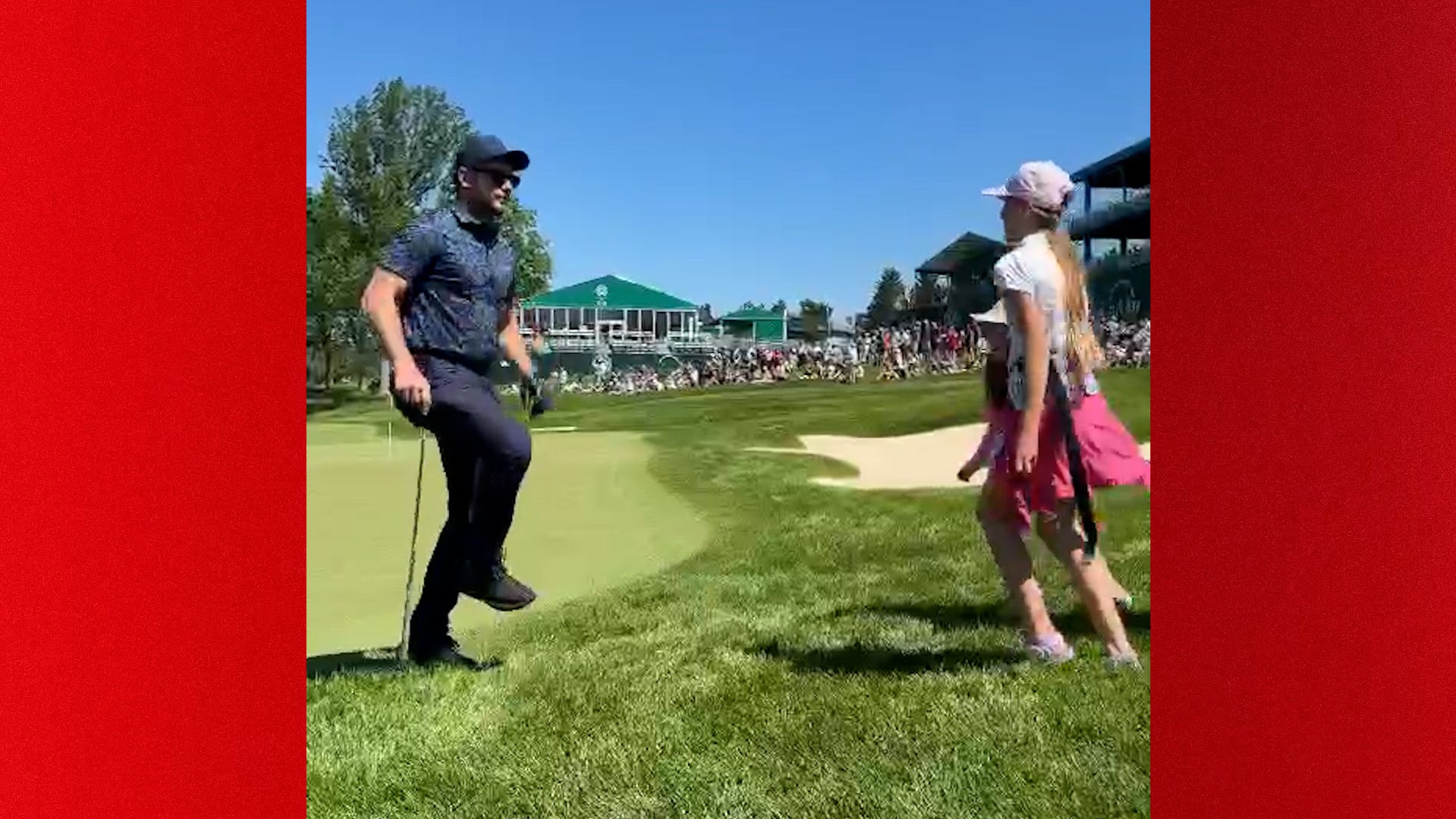 Chris Pratt accepts golf course challenge. See sweet dance off.