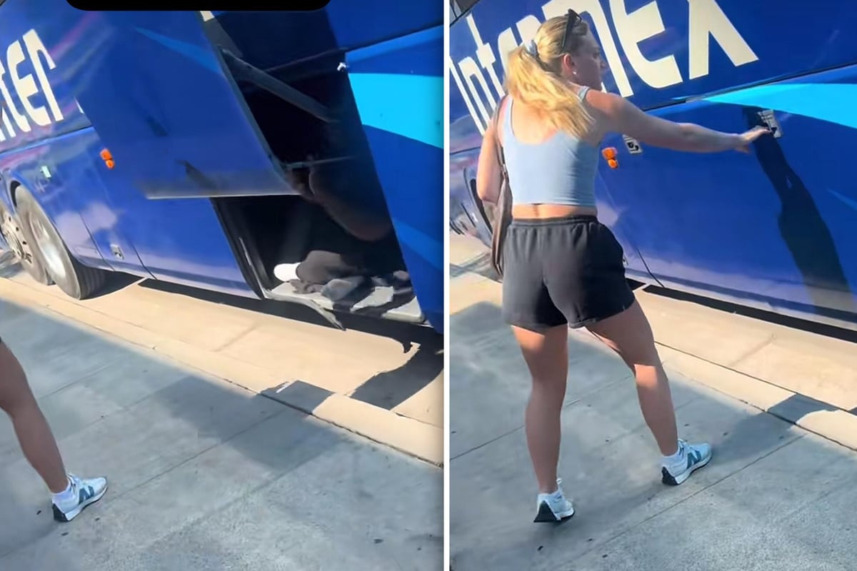 Woman stops in her tracks when she hears screams in parked bus – and ...