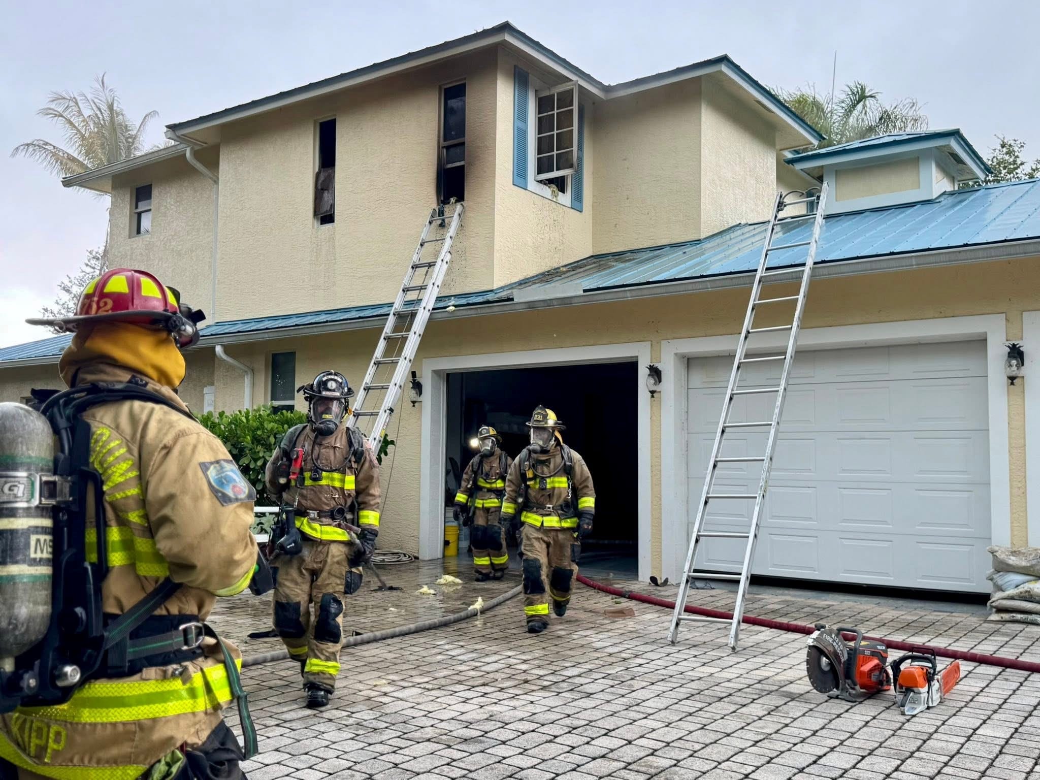 Florida house fire likely caused by lightning strike, closes road