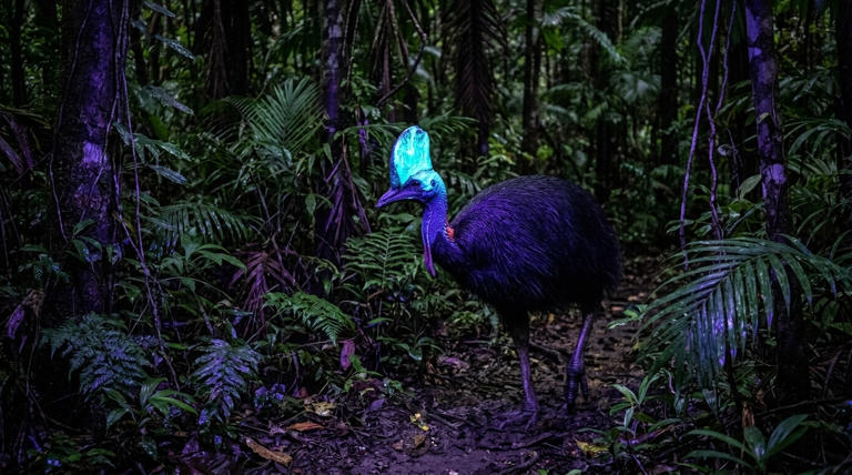 Uma das aves mais perigosas do mundo torna-se fluorescente sob luz ...