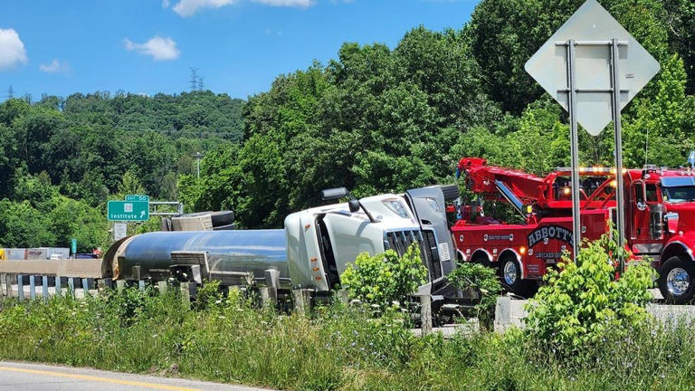 Hazmat teams respond to tanker rollover, I-64 East closed from ...