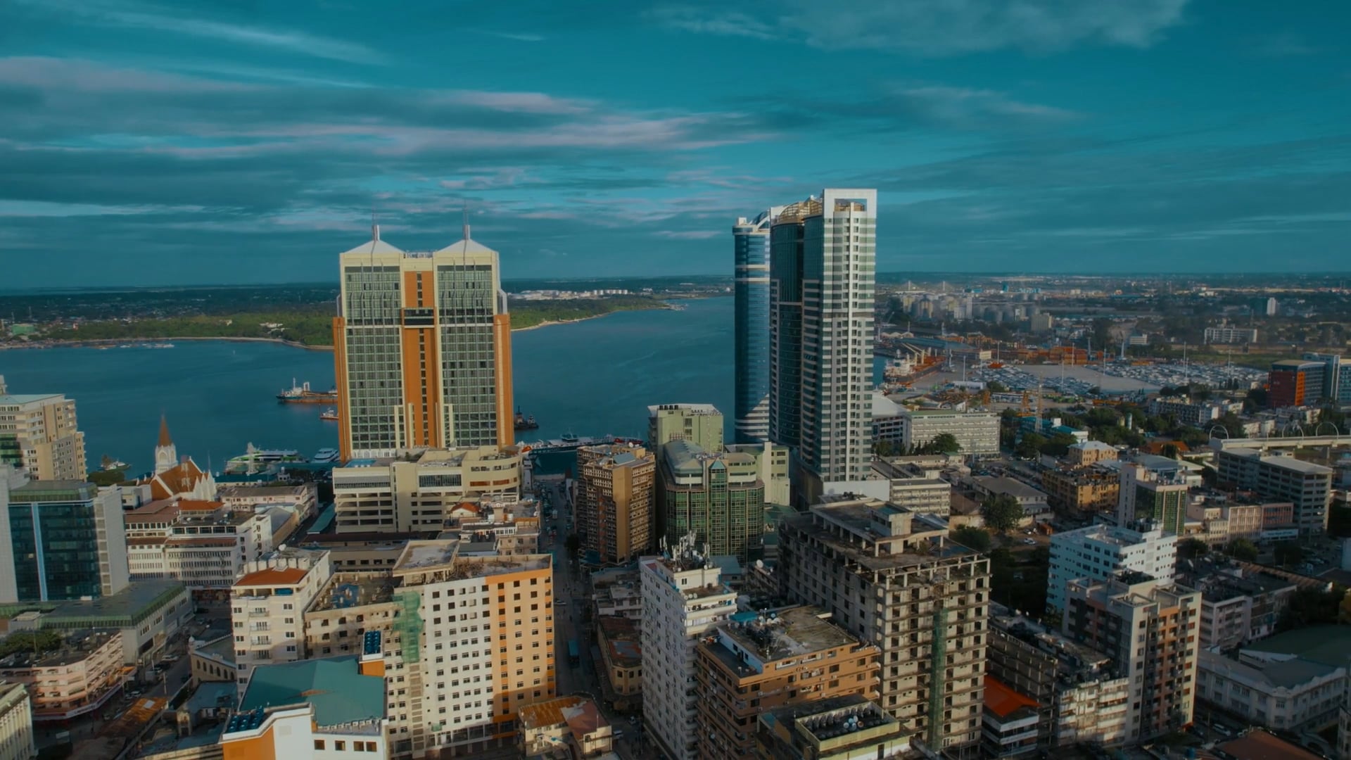 Drone captures Dar es Salaam’s skyline and Indian Ocean coastline