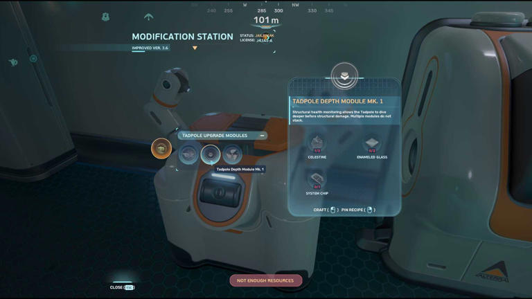 Tadpole depth module Mk. 1 recipe location in Subnautica 2