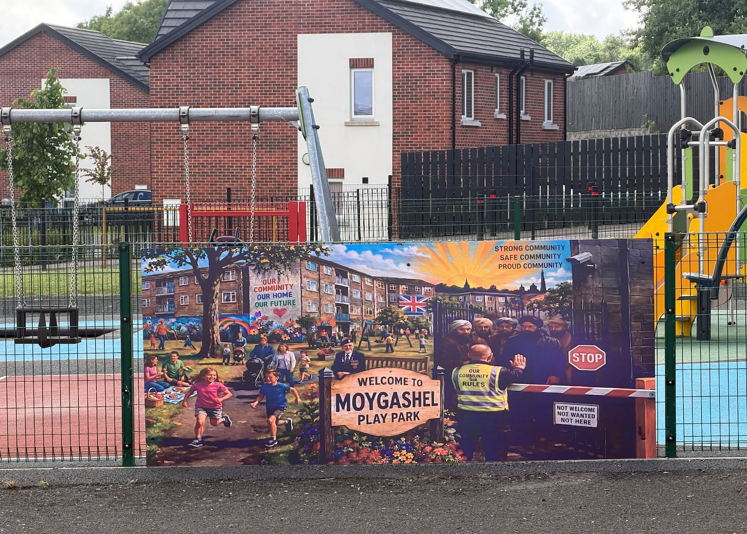PSNI ask council to remove Mid Ulster 'Muslims not welcome' playpark banner