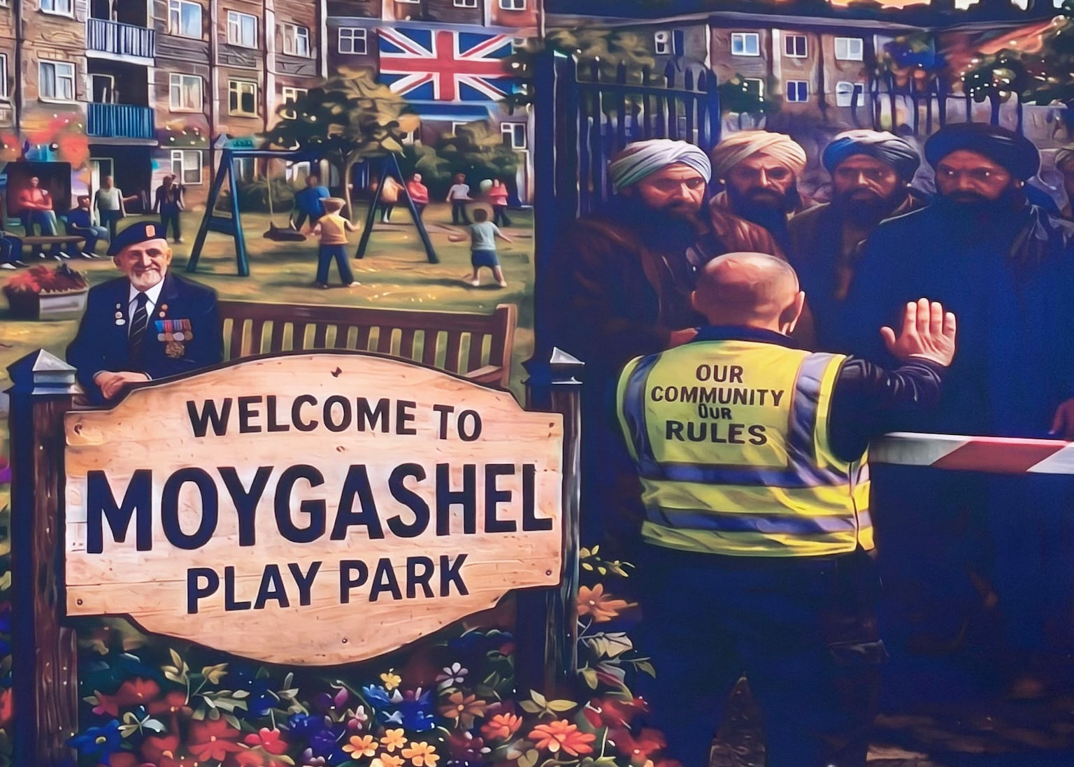 PSNI ask council to remove Mid Ulster 'Muslims not welcome' playpark banner