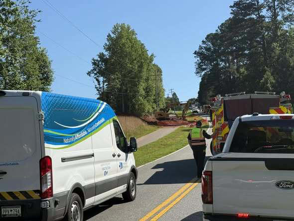 Traffic shutdown on Upstate road after gas line cut