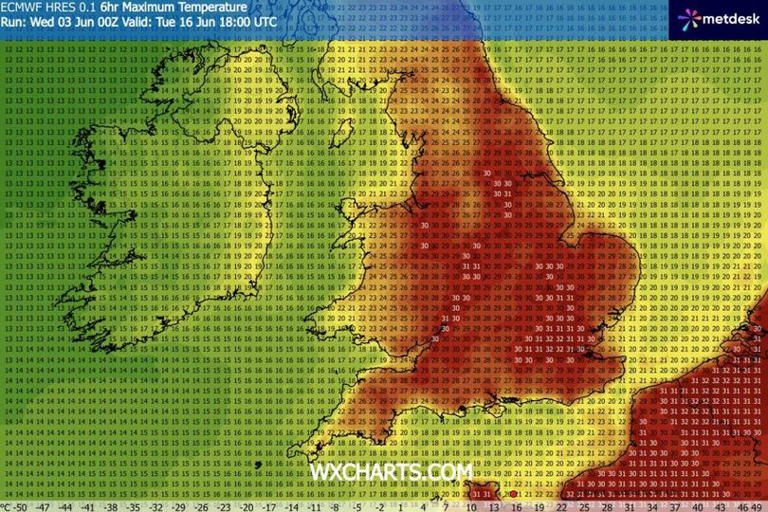 Heat surge returns as UK weather maps predict 32C temps across 21 ...