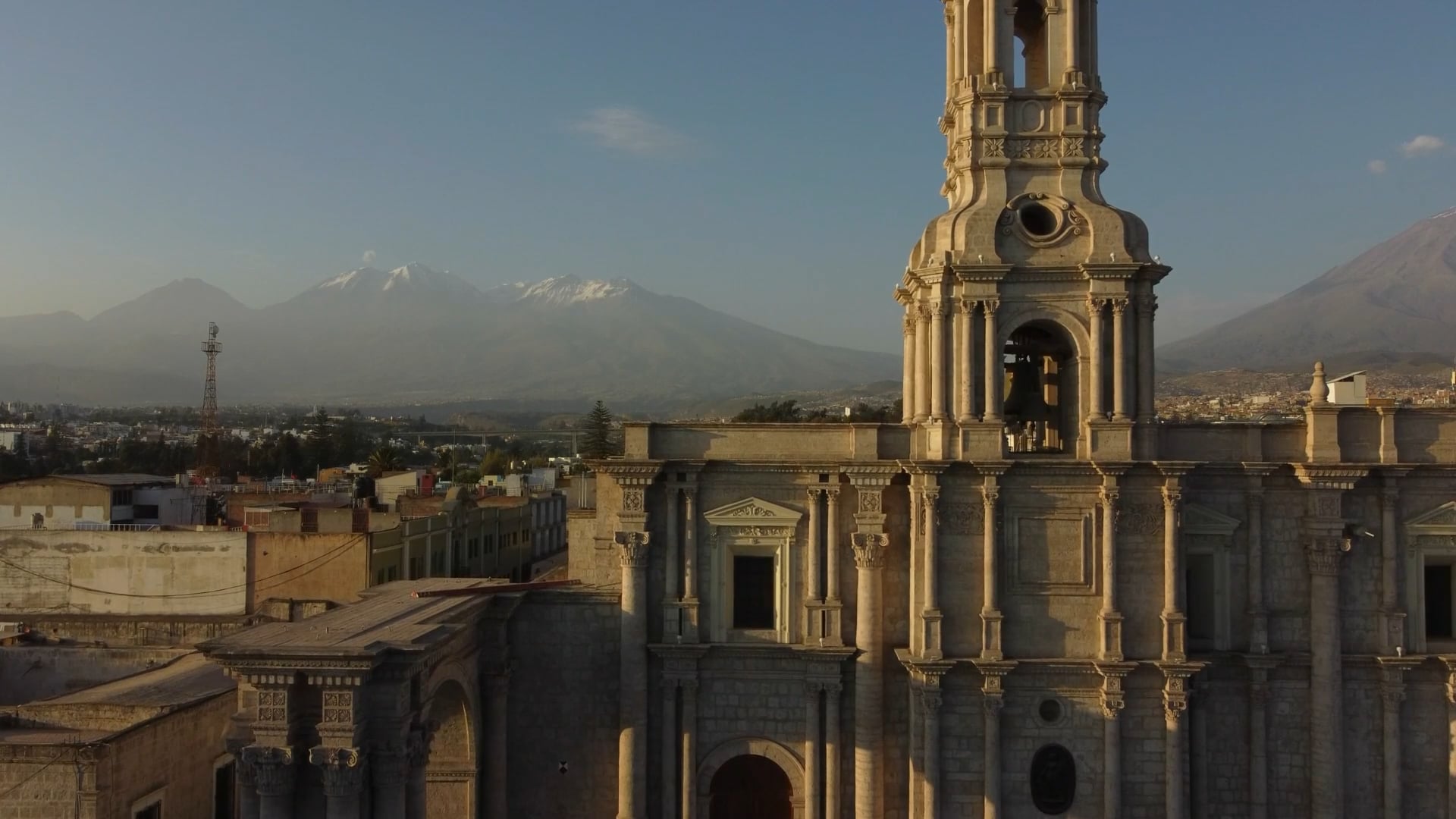 Drone tour of Arequipa from Plaza de Armas to volcano El Misti