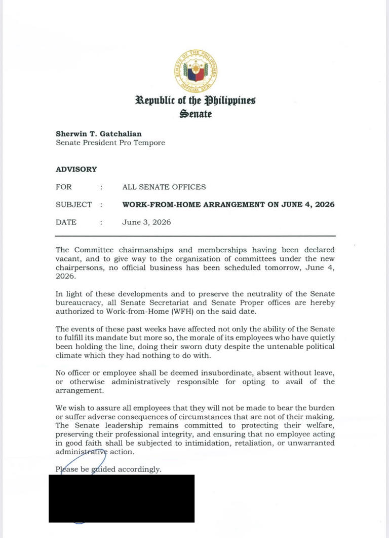 Look: Gatchalian, Cayetano issue separate memos for Senate offices for ...