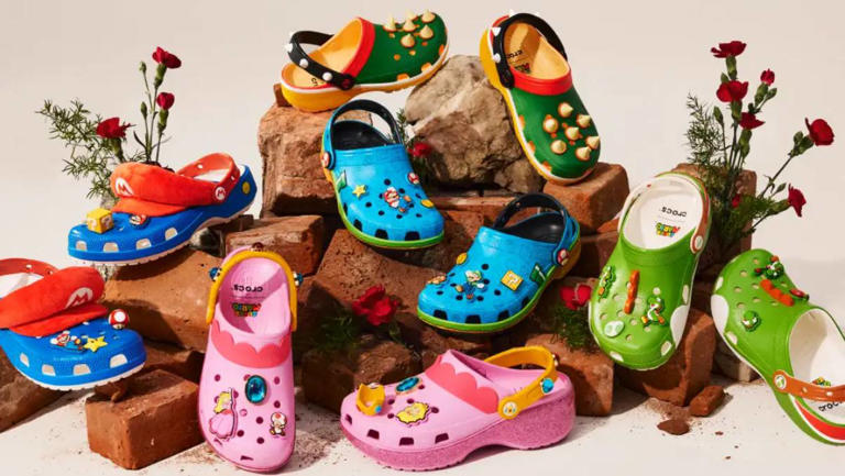 Super Mario Crocs based on Mario, Peach, Bowser, and Yoshi
