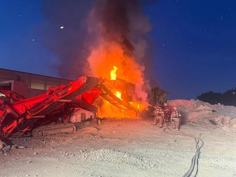 Machine catches fire at Lower Bucks CO. concrete company