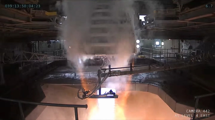 Testing of new nozzle for Artemis V begins with RS-25 engine at NASA