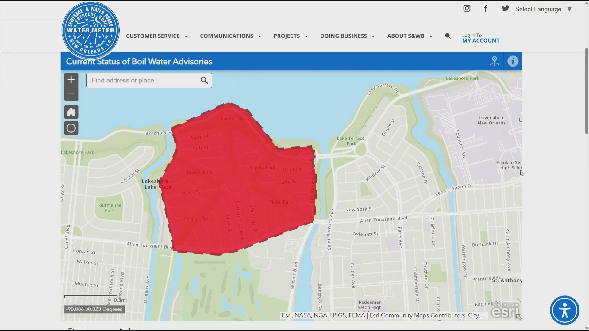 Boil water advisory issued for part of Lakeshore-Lake Vista neighborhood