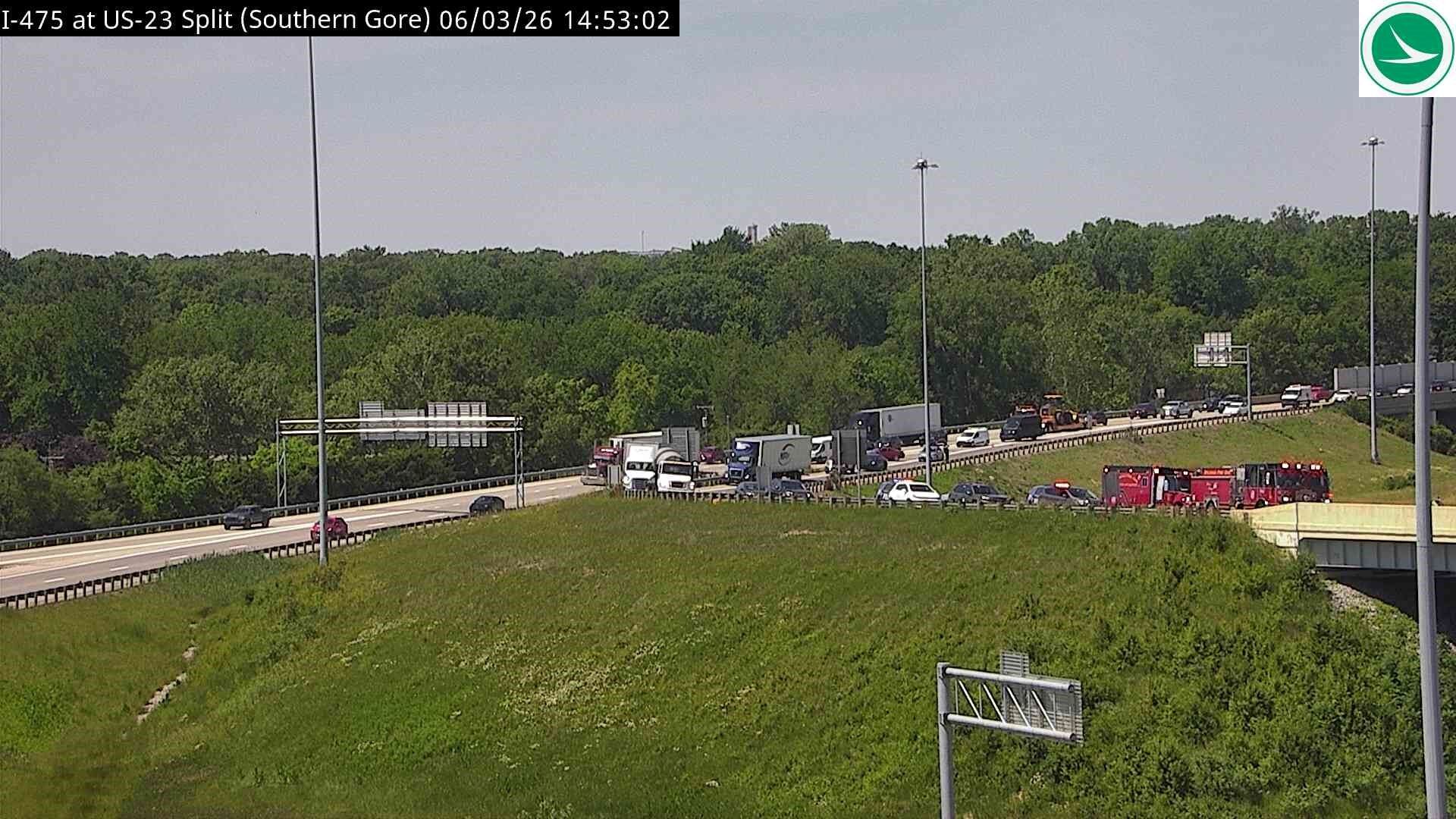 Traffic backups growing after crash closes ramp at I-475W to US-23N
