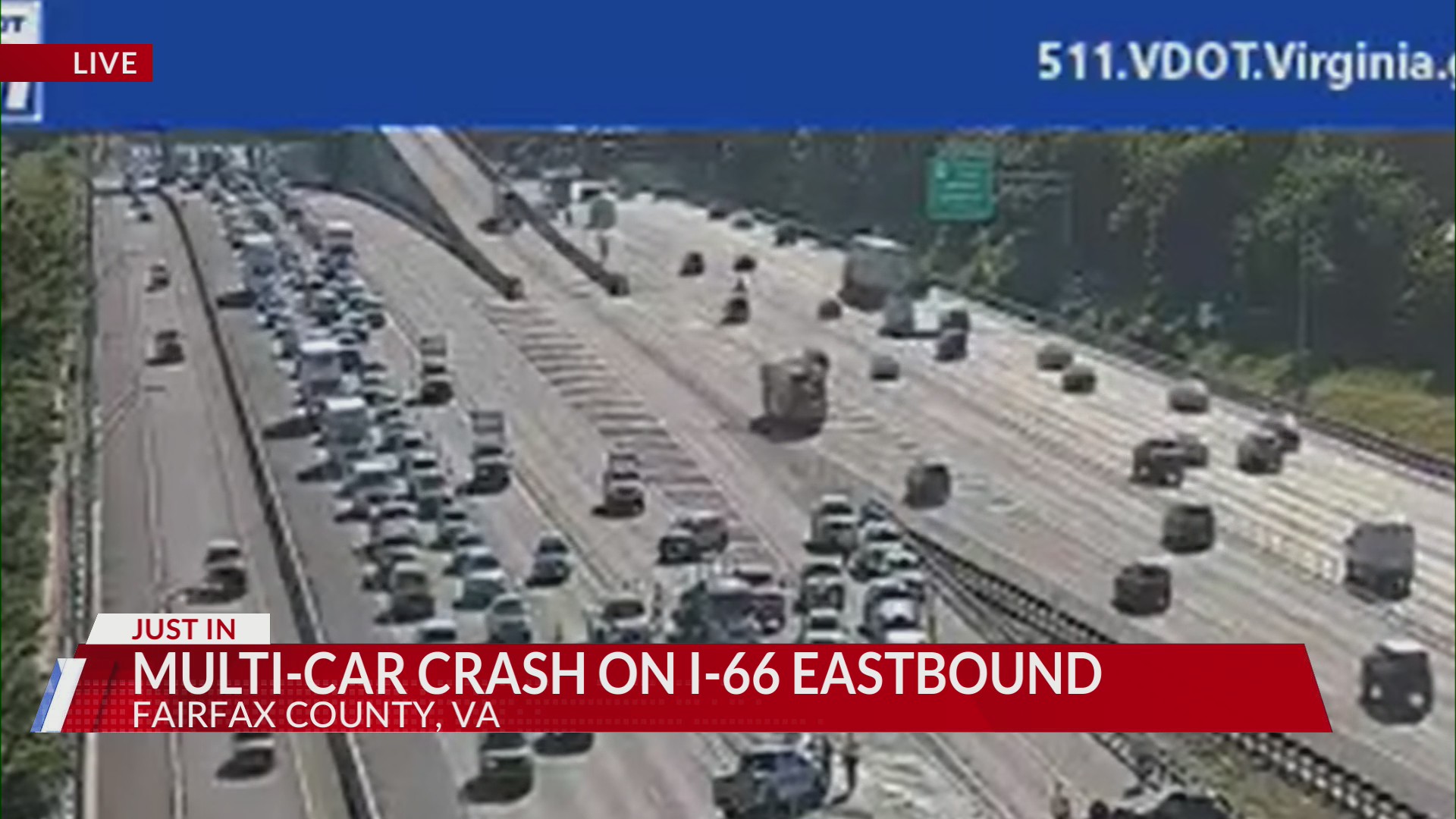 Two hurt in crash along I-66 in Fairfax County