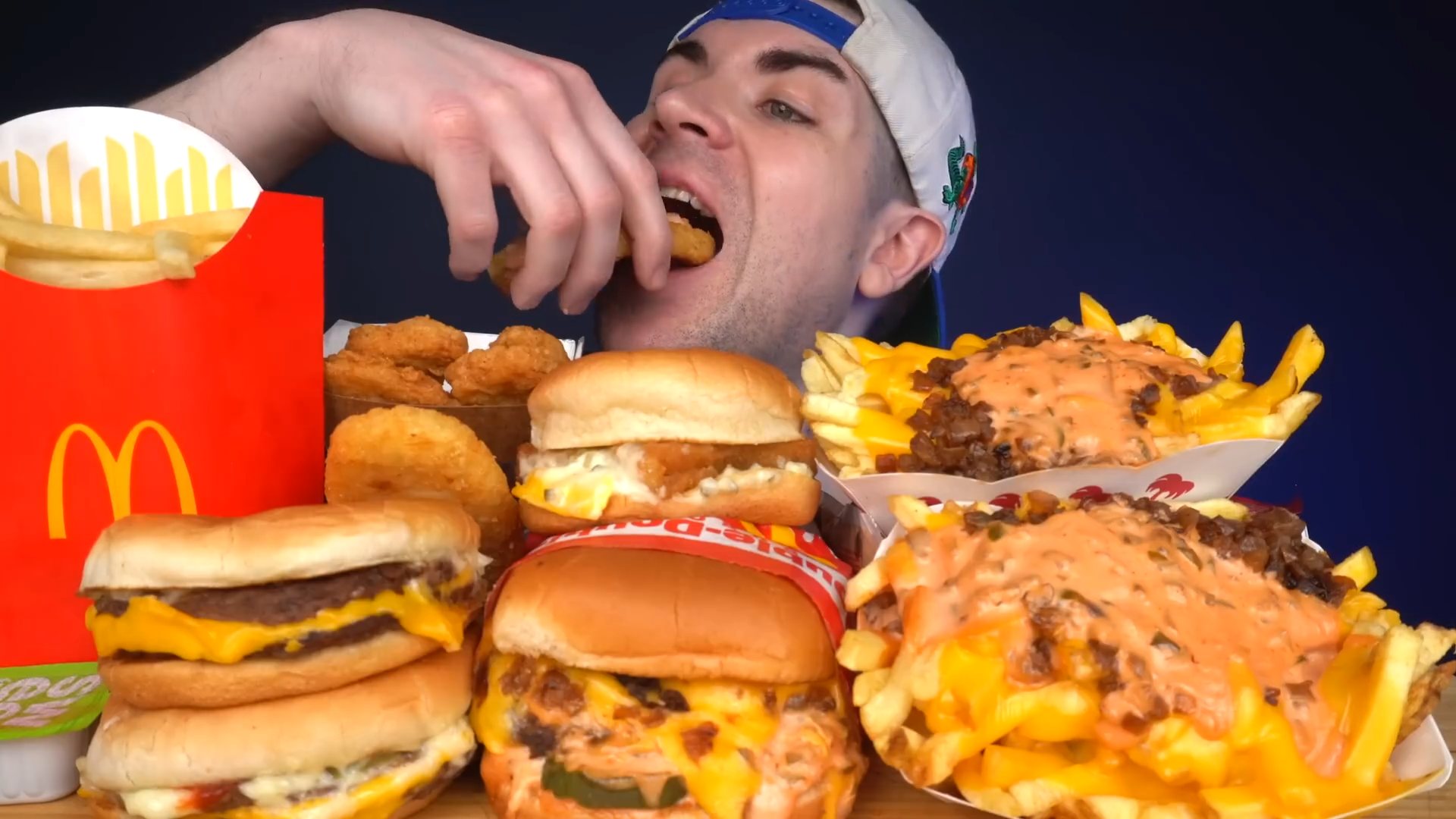 Foodie eats double cheeseburgers & animal style fries feast