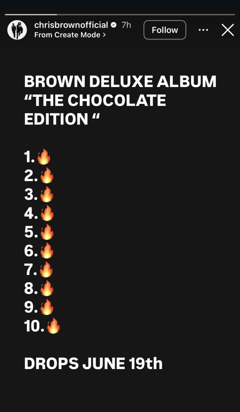 Chris Brown to release 'Brown' deluxe album on June 19