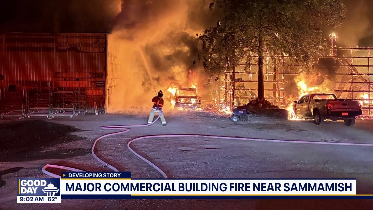Crews battle massive fire at WA landscaping company near Sammamish