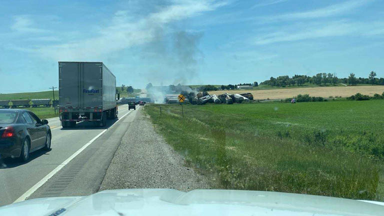 Train derails in Poweshiek County, blocking roads and drawing emergency ...